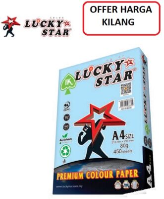 A4 80GSM BLUE COLOR PAPER LUCKY STAR - Big Stationery