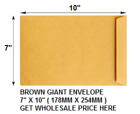 BROWN GIANT ENVELOPE 7" X 10" ( 178MM X 254MM ) - Big Stationery