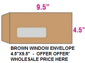 BROWN WINDOW ENVELOPE 4.5" X 9.5" - Big Stationery