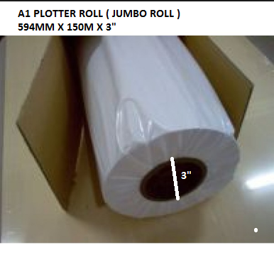 A1 PLOTTER PAPER ROLL 594MM X 150M X 3" - Big Stationery