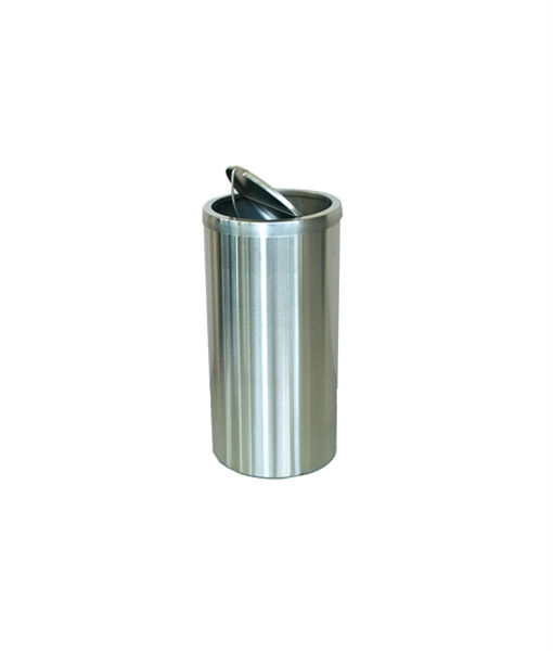 Stainless Steel Round Waste Bin C/W PIVOT Top – SUGO 102 - Big Stationery