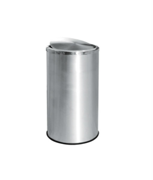 Stainless Steel Round Waste Bin C/W PIVOT Top – Sugo 103 - Big Stationery