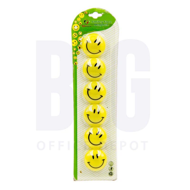 MAGNETIC BUTTON SMILE FACE 30MM ( 6 PCS/PKT ) - Big Stationery