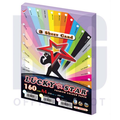 LUCKY STAR 3 SHEET CARD A4 160G LIGHT COLOUR - Big Stationery